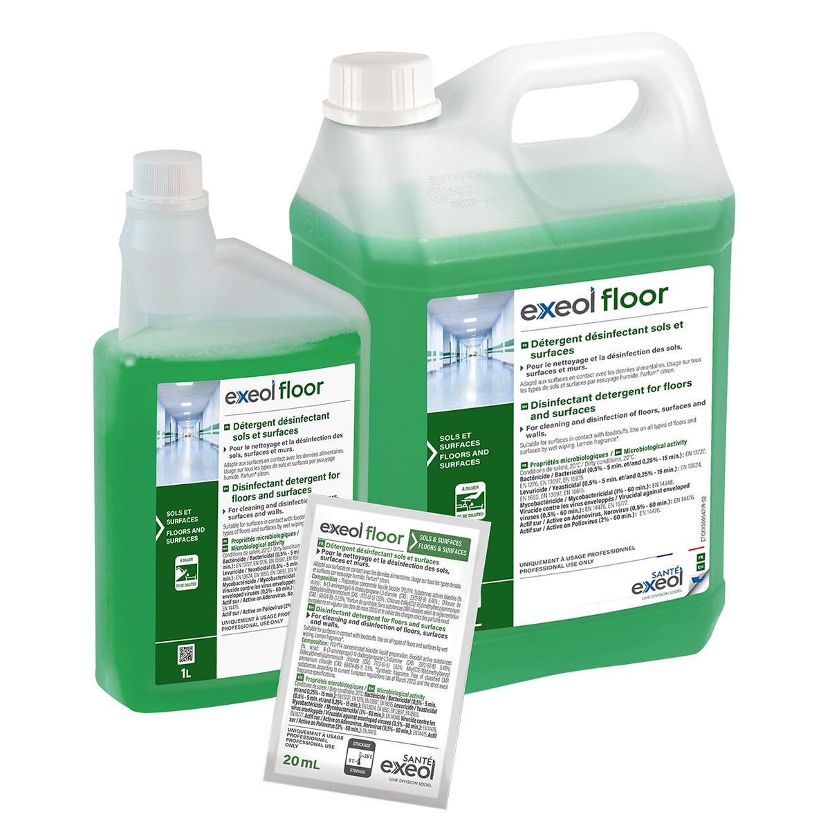 Détergent désinfectant sols et surfaces Exeol FLOOR | PLA Secours